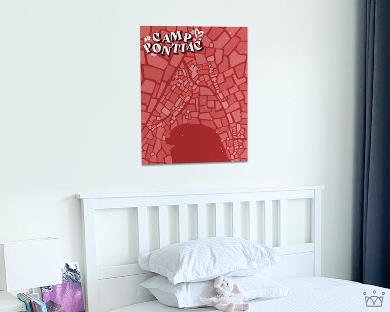 Camp Pontiac Hand Drawn Map Print | Upstate New York, Customized Map ...