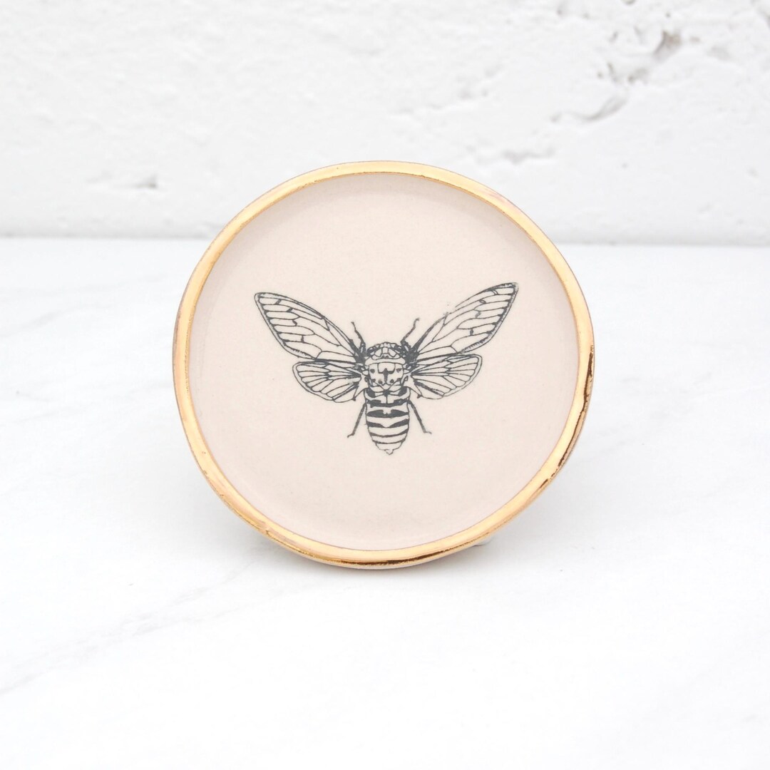 Cicada: Decor Dish With 22k Gold Rim (4”) - Etsy