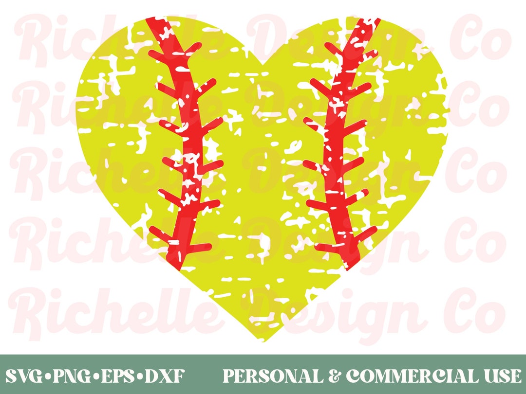 Distressed Softball Heart Svg, Grunge Softball Svg, Grunge Softball Png ...