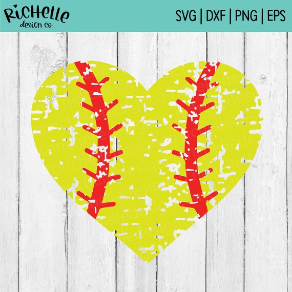 Distressed Softball Heart Svg Grunge Softball Svg Grunge - Etsy