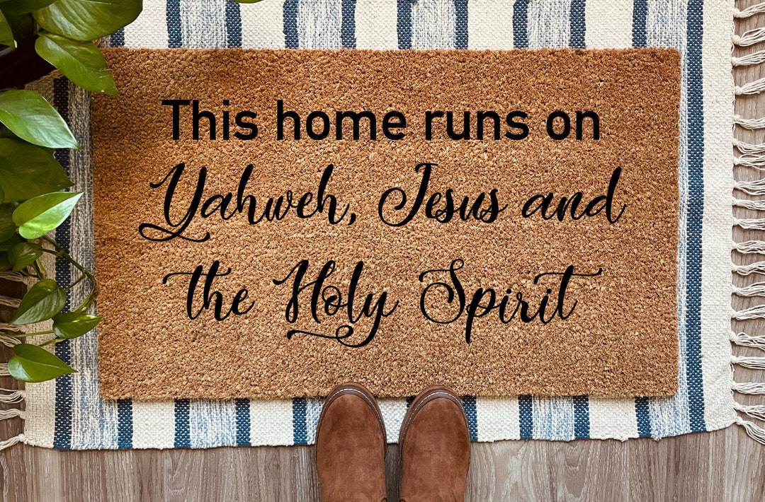 Yahweh Jesus Holy Spirit Coir Doormat: Christian Welcome Mat - Etsy
