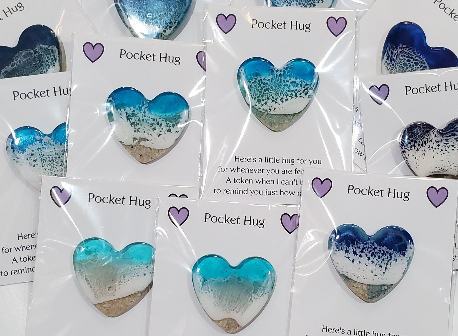 One Ocean Inspired Resin Pocket Hug / Hand Crafted / Waves / Heart ...