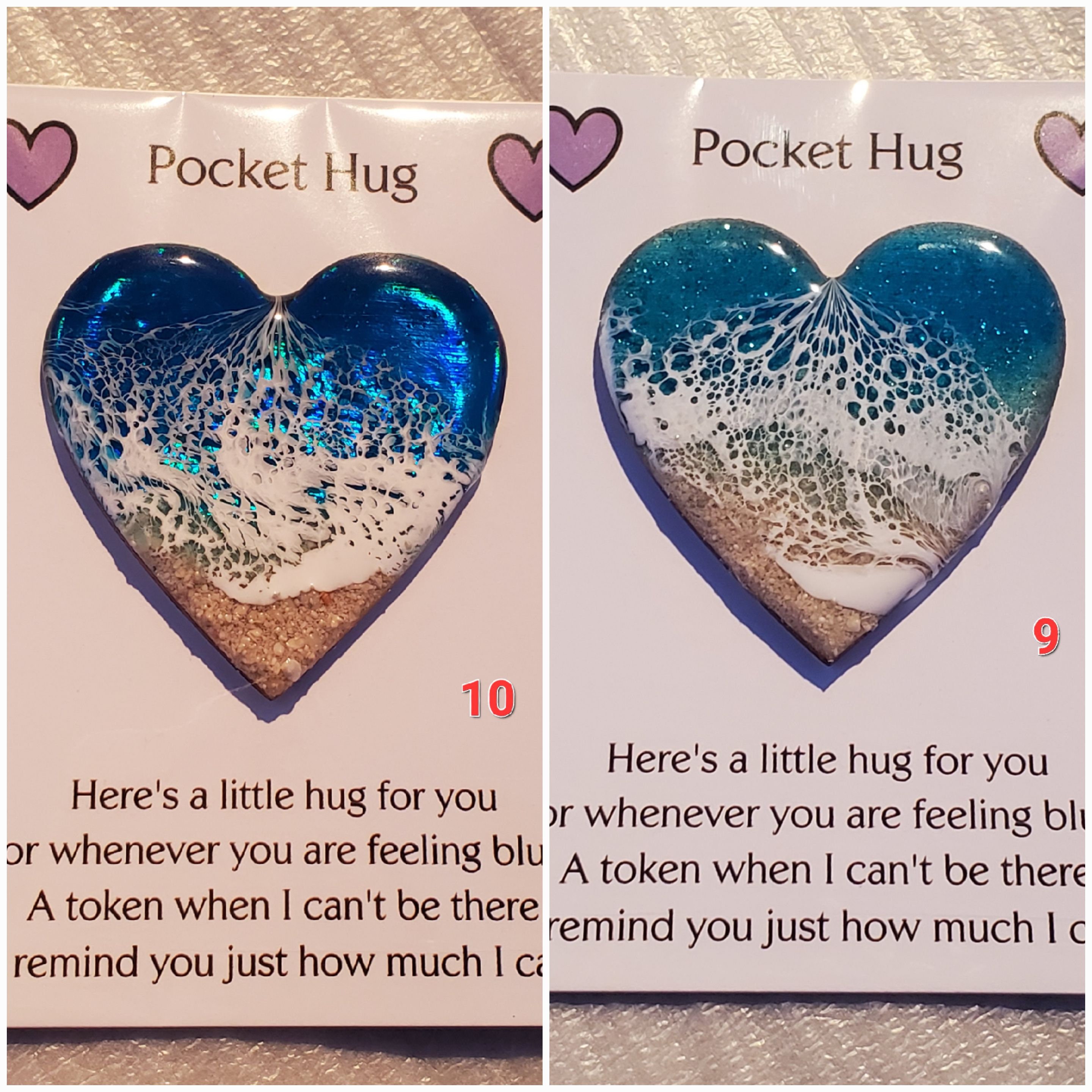 One Ocean Inspired Resin Heart Pocket Hug / Happiness Comes in Waves ...