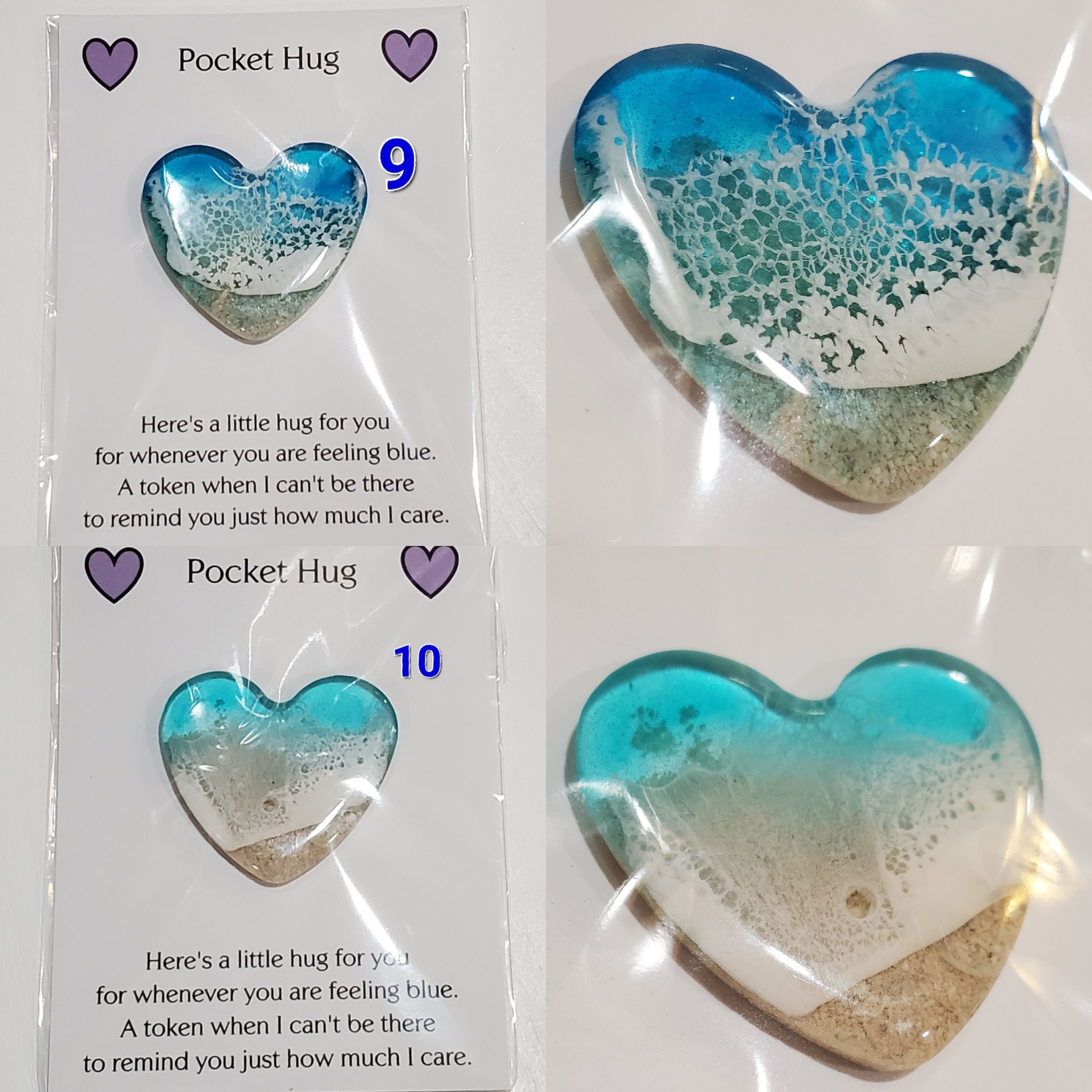 One Ocean Inspired Resin Pocket Hug / Hand Crafted / Waves / Heart ...