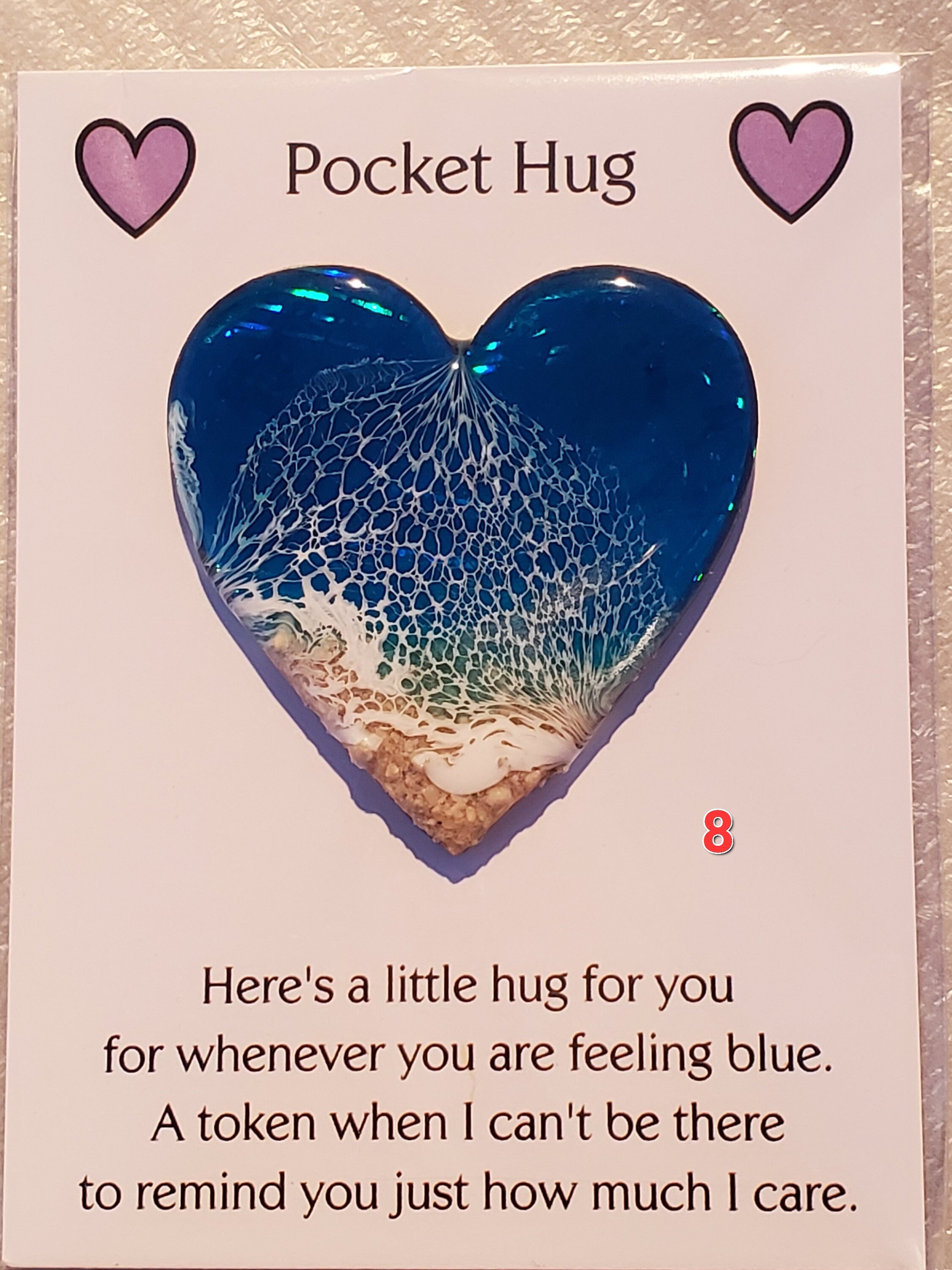 One Ocean Inspired Resin Heart Pocket Hug / Happiness Comes in Waves ...