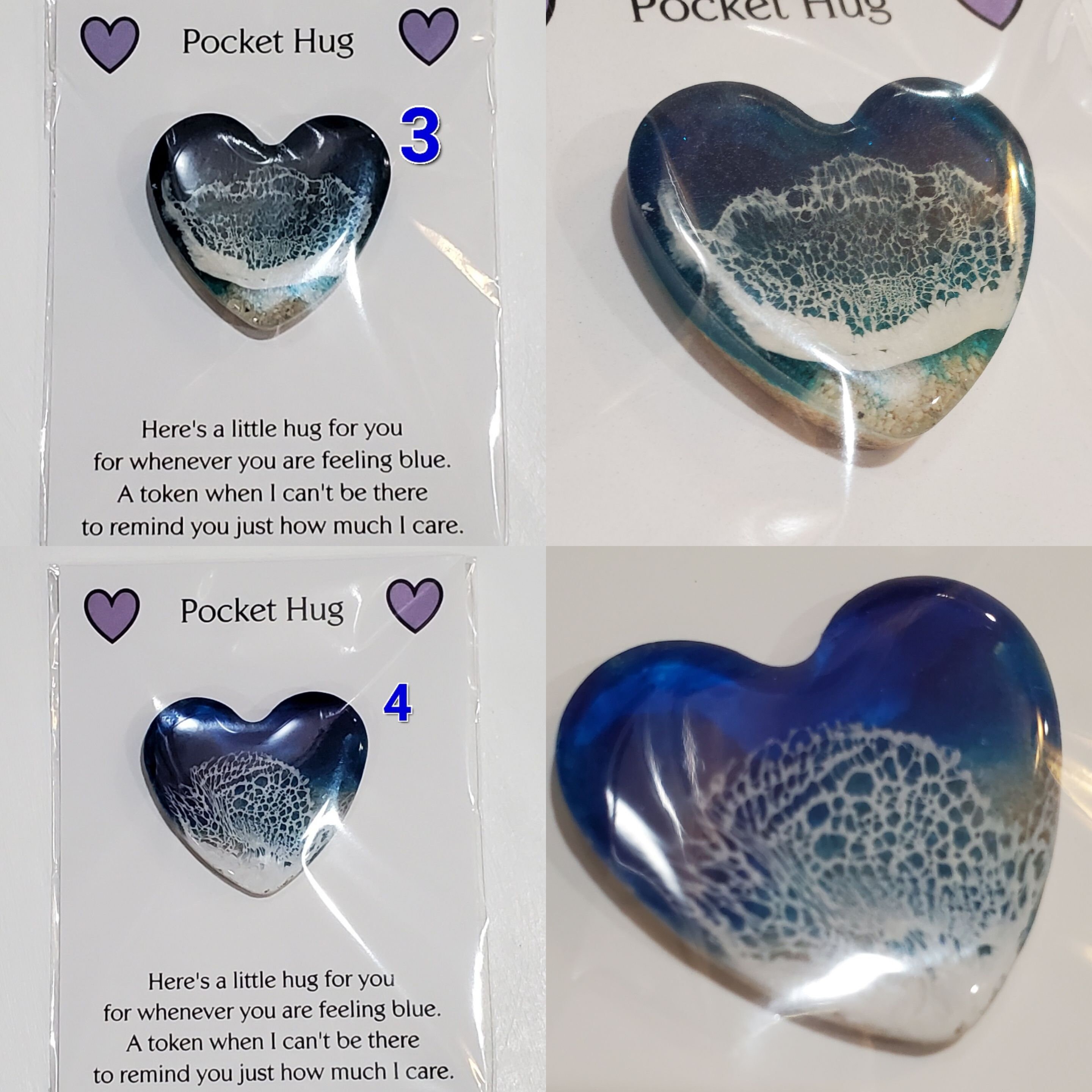 One Ocean Inspired Resin Pocket Hug / Hand Crafted / Waves / Heart ...