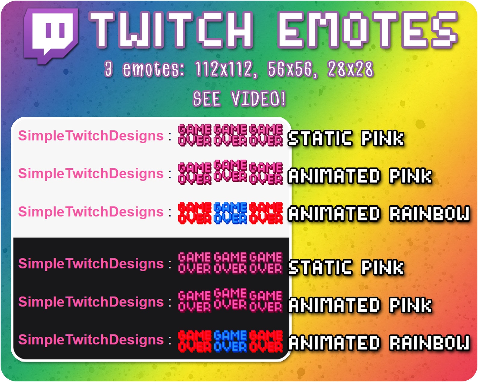 Pink Game Over Animated Twitch Emotes | Fail Channel Points | Ded ...