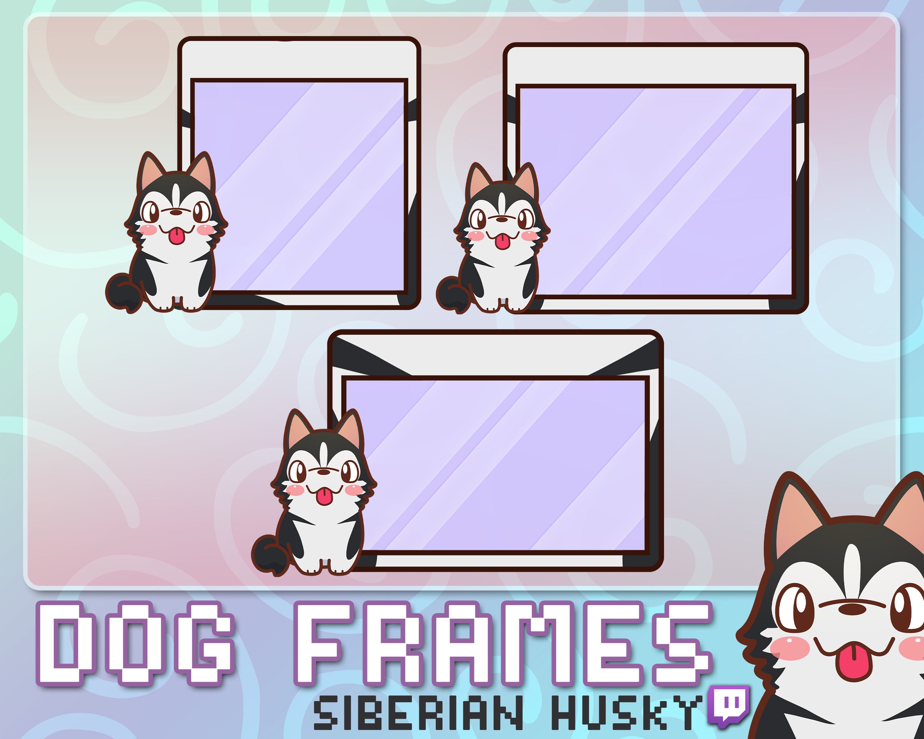 Siberian Husky Dog Facecam Frames | Twitch Streamer Designs | Dog ...