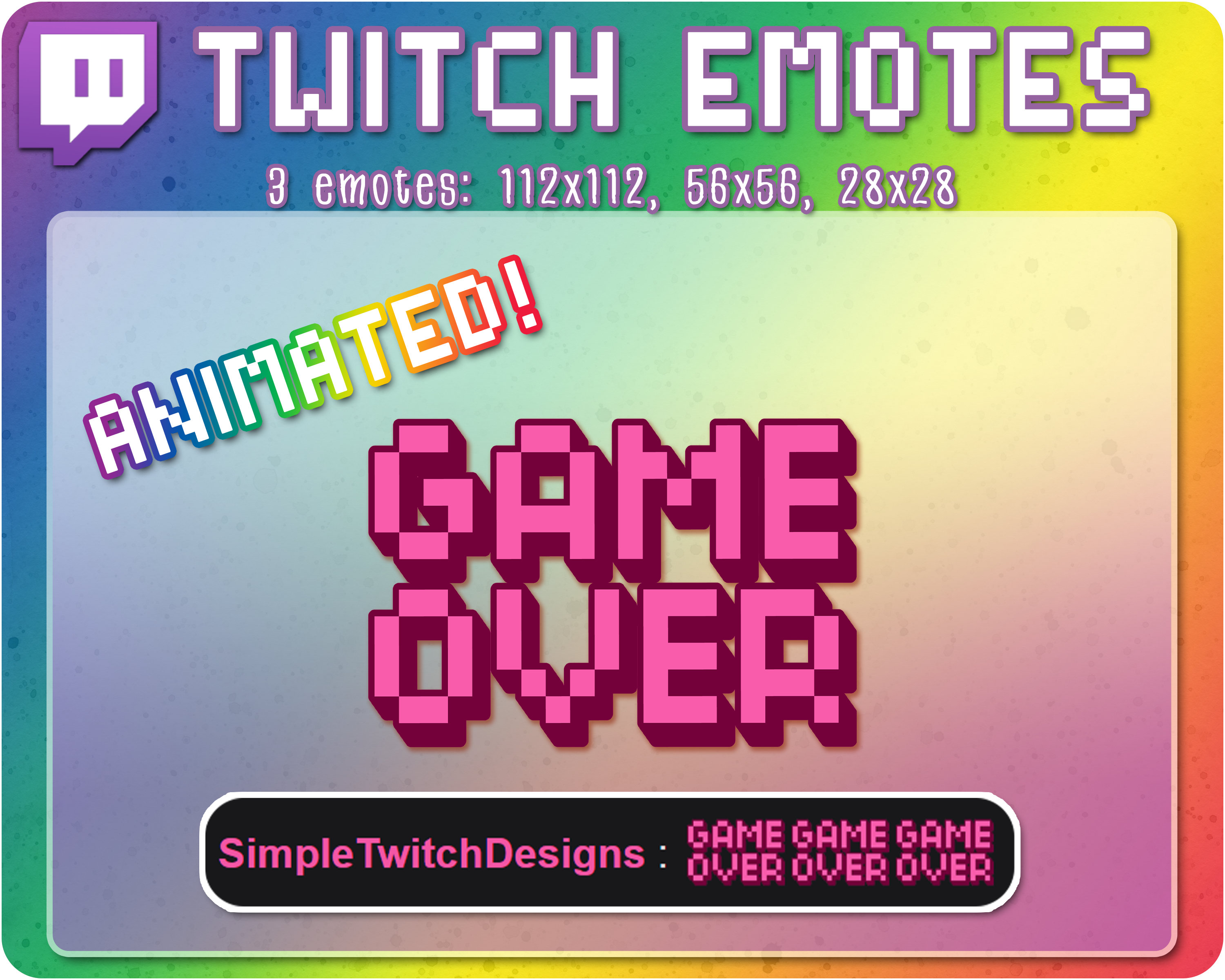 Pink Game Over Animated Twitch Emotes | Fail Channel Points | Ded ...