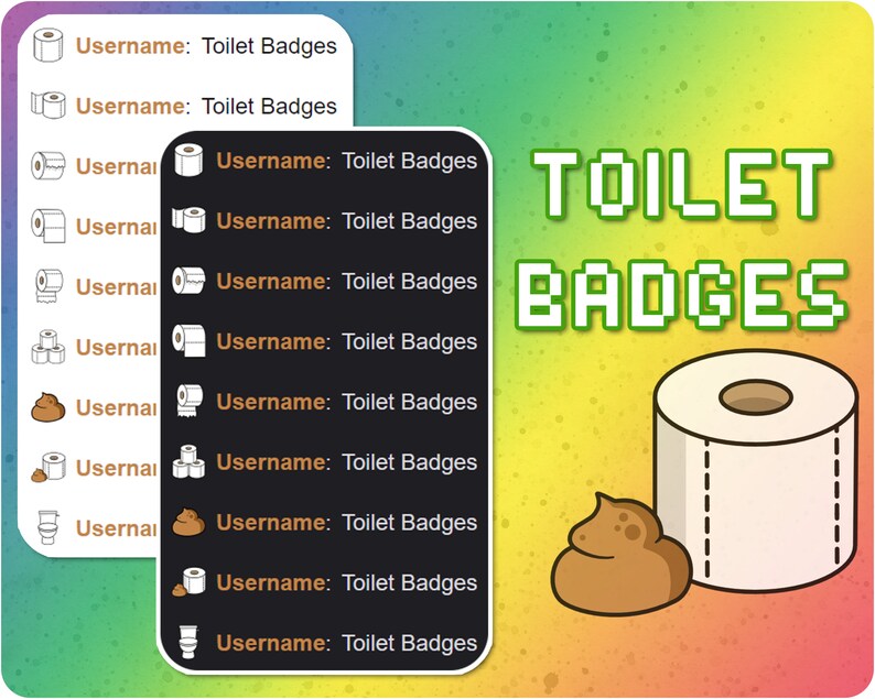 Toilet Twitch Badges | Poop Bit Badges | Toilet Paper Twitch Sub Badges ...