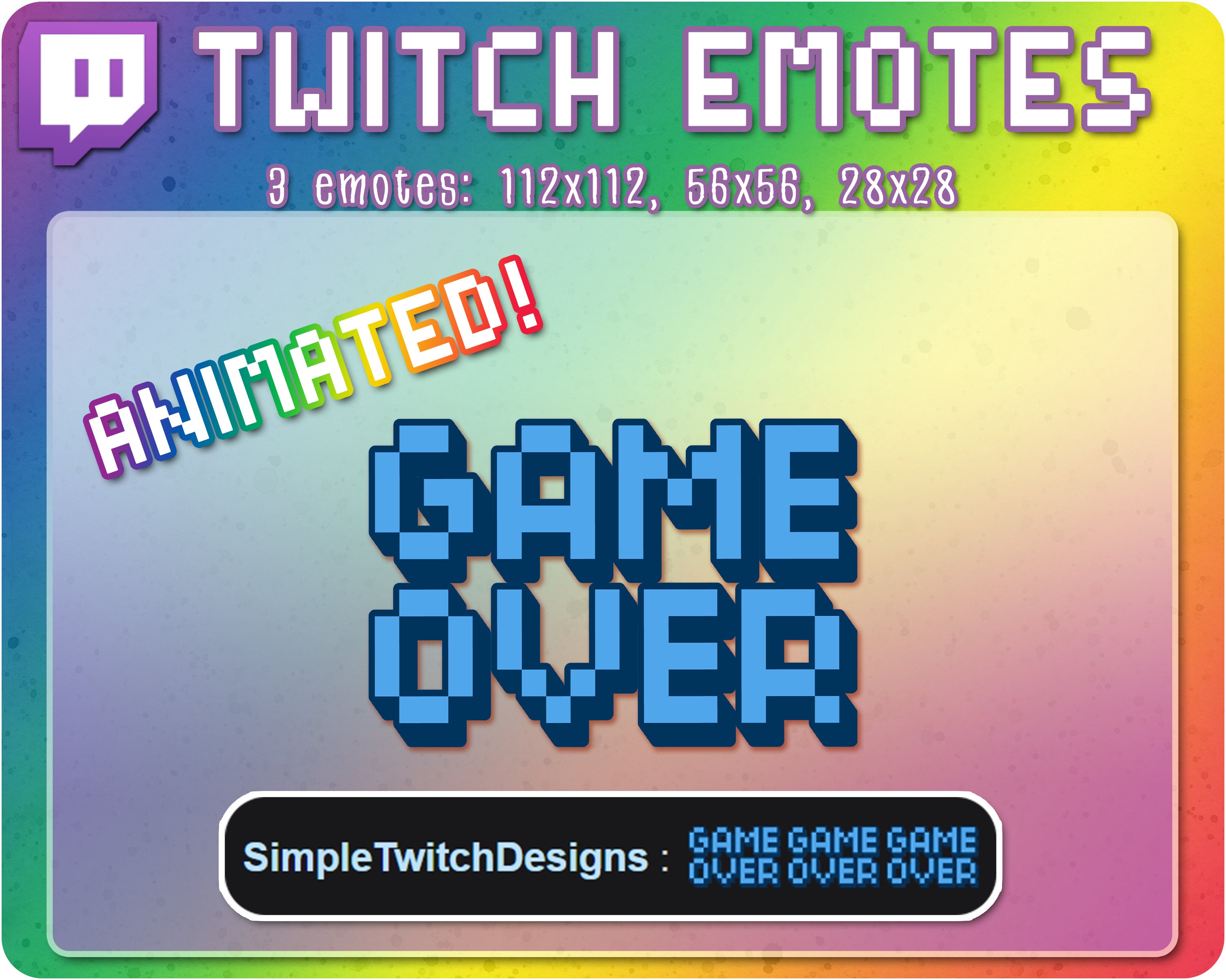 Blue Game Over Animated Twitch Emotes | Fail Channel Points | Ded ...