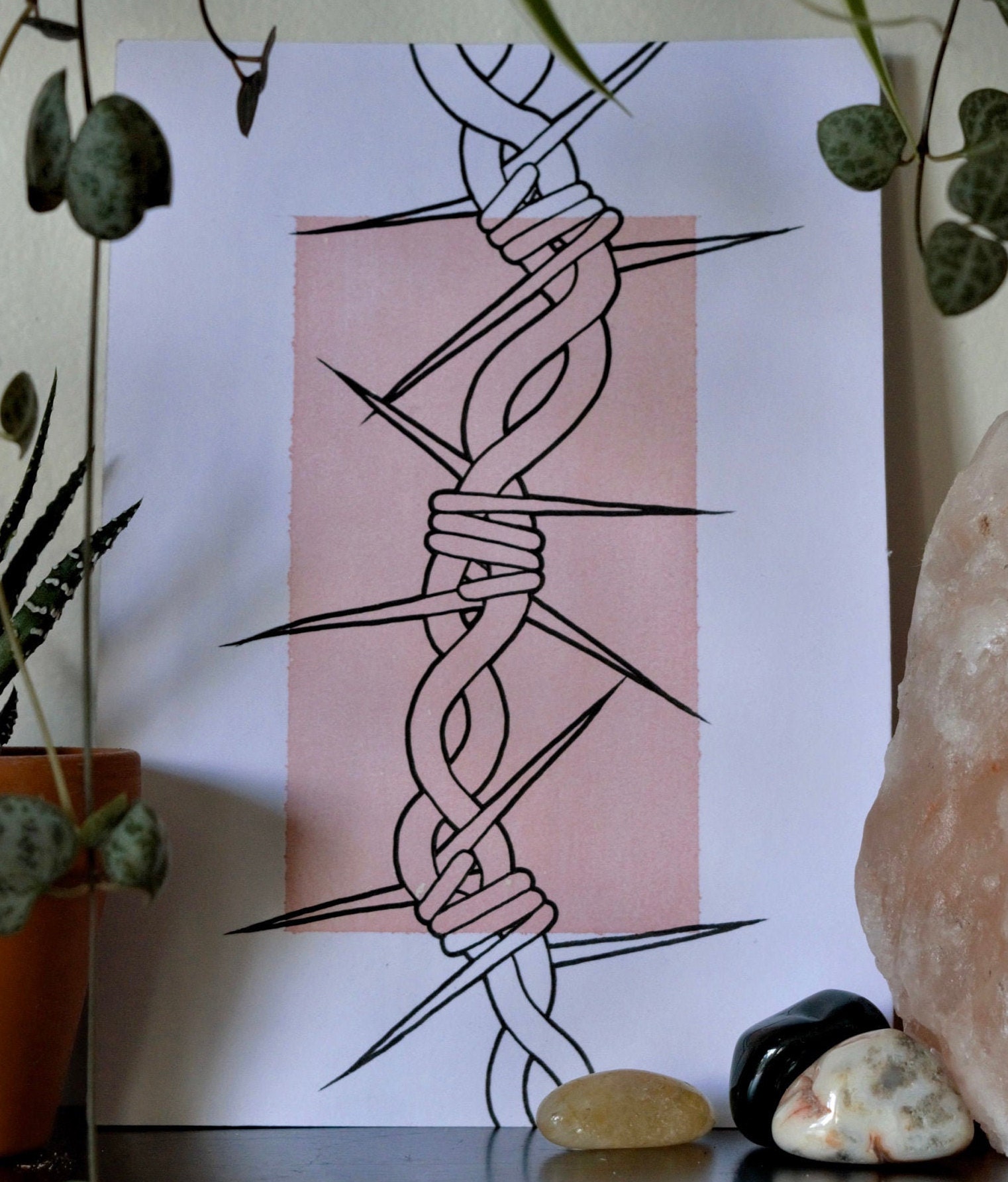 Original A6 Hand Painted Barbed Wire Artwork - Etsy