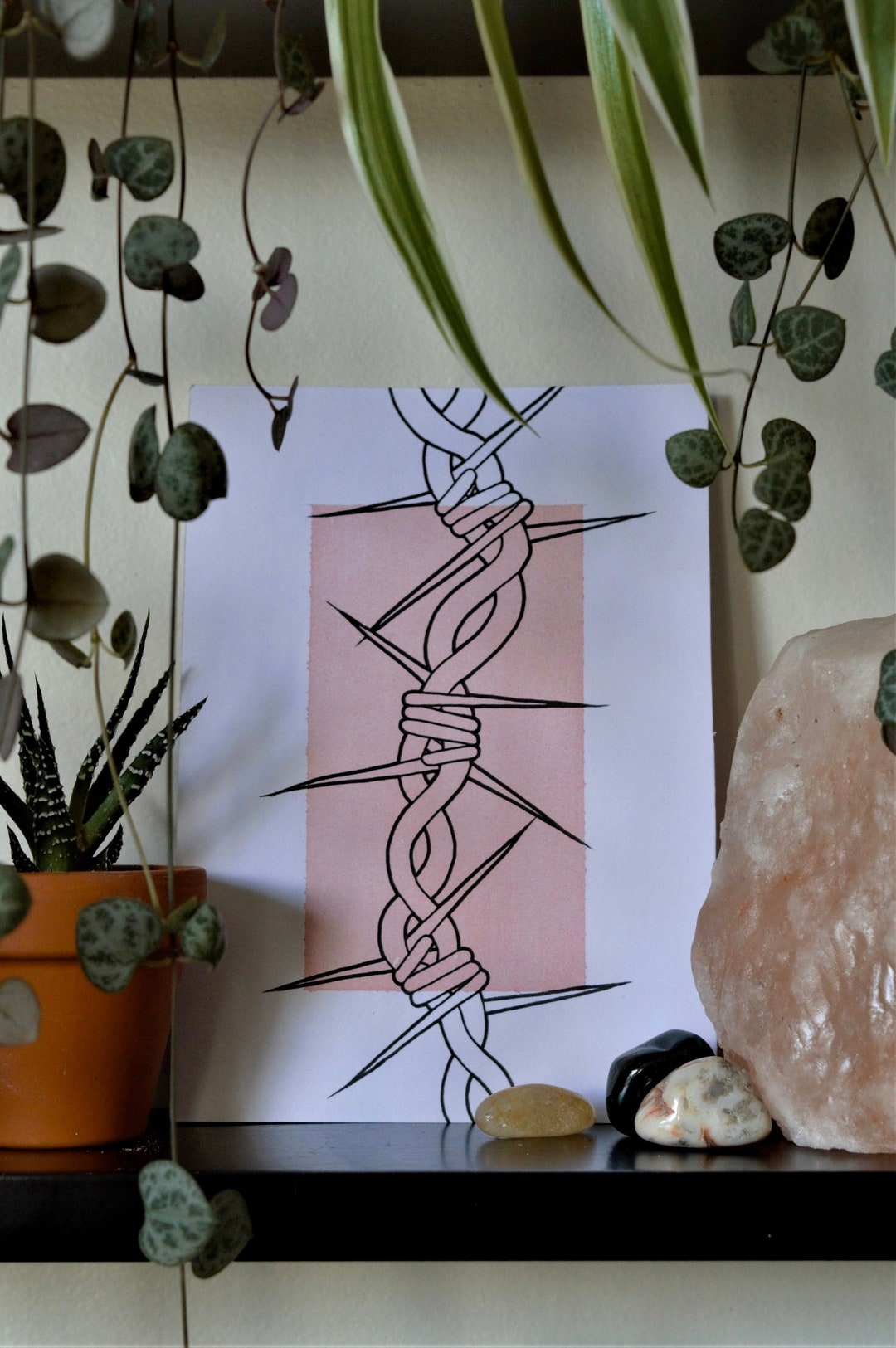 Original A6 Hand Painted Barbed Wire Artwork - Etsy