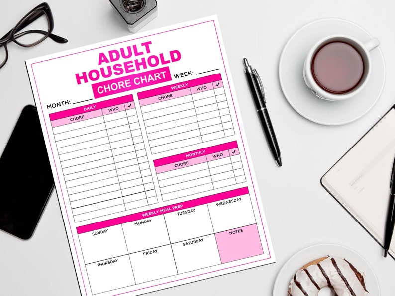 Personalized Chore Chart for Adults Printable PDF Template for Easy ...
