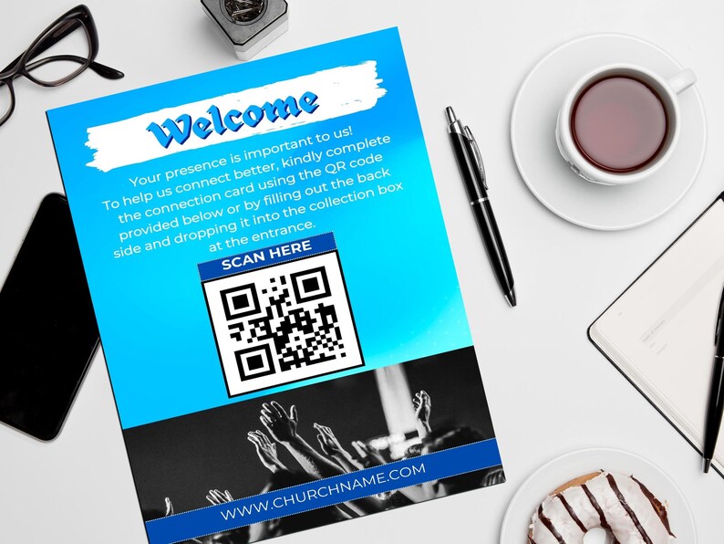 Church Connection Card Canva Template With QR Code Welcome Newcomers ...