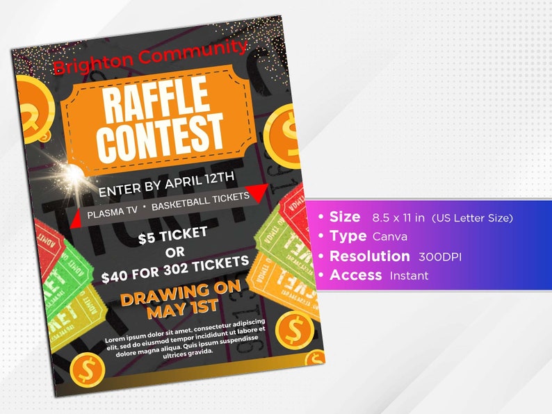 Raffle Flyer Canva Template. - Etsy
