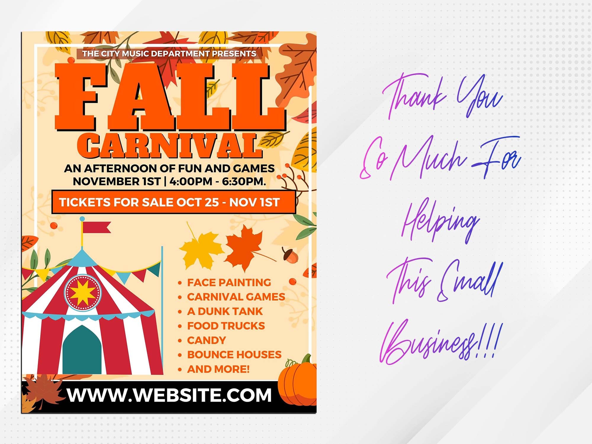 Fall Carnival Flyer Canva Template. - Etsy