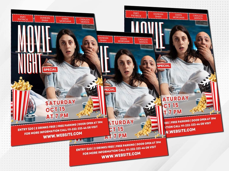 Movie Night Flyer Canva Template. - Etsy