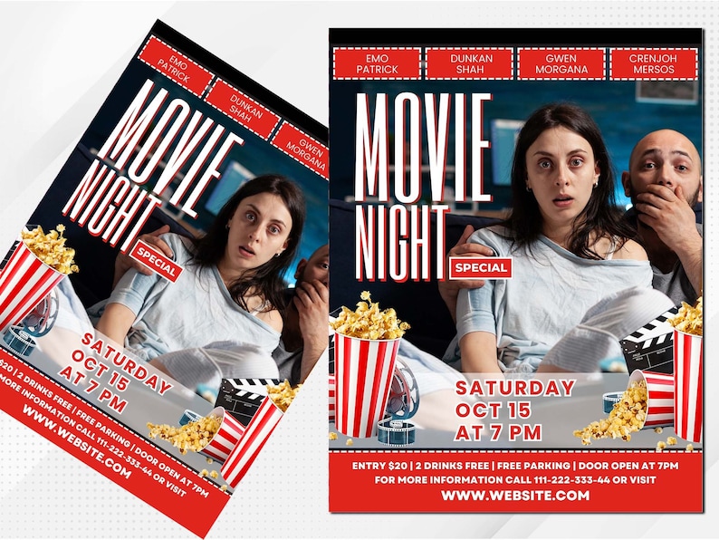 Movie Night Flyer Canva Template. - Etsy