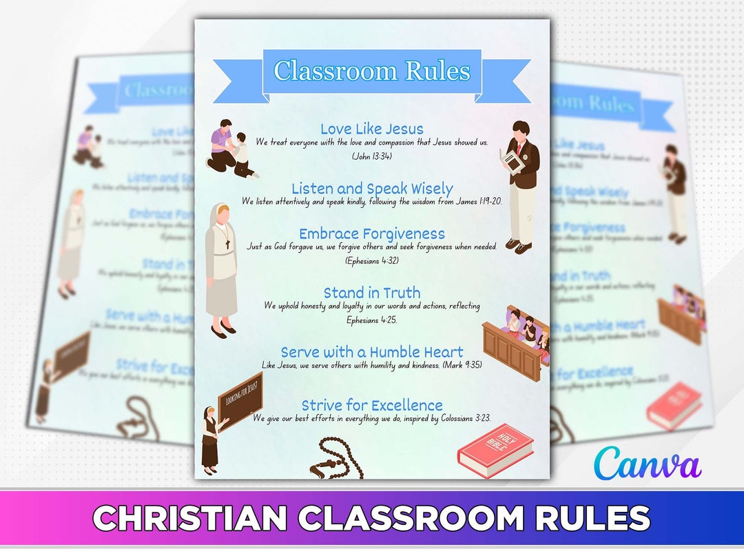 Christian Classroom Rules Poster With Bible Verses Homeschool Decor ...