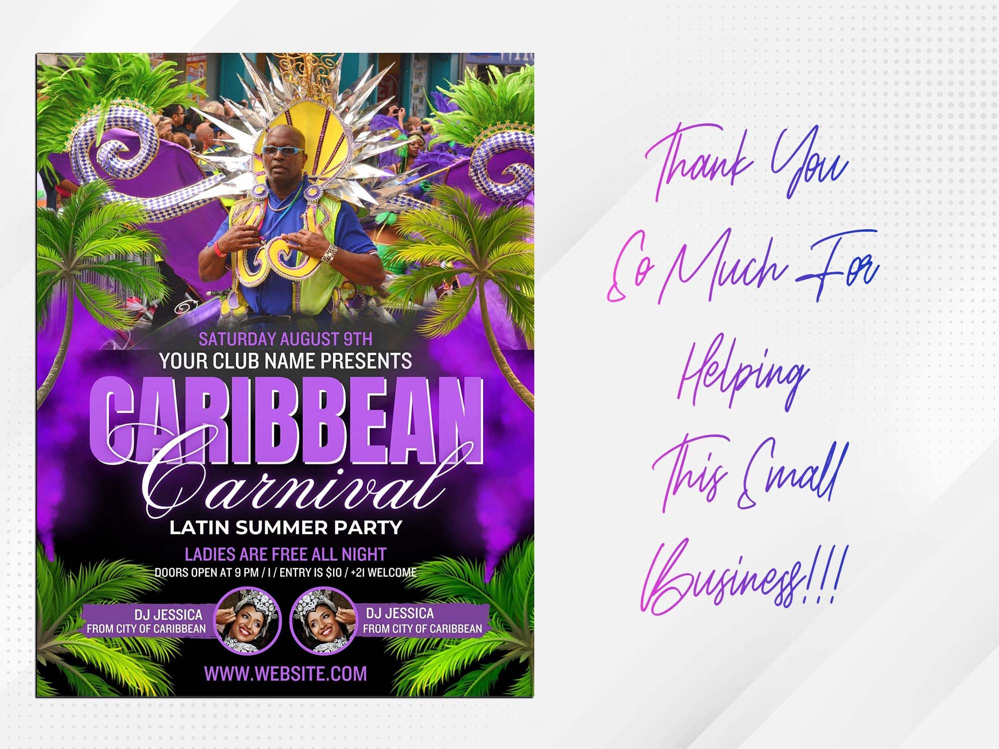 Caribbean Carnival Flyer Canva Template. - Etsy