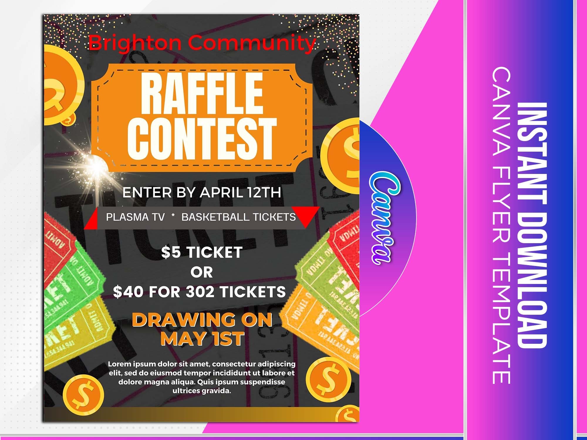 Raffle Flyer Canva Template. - Etsy