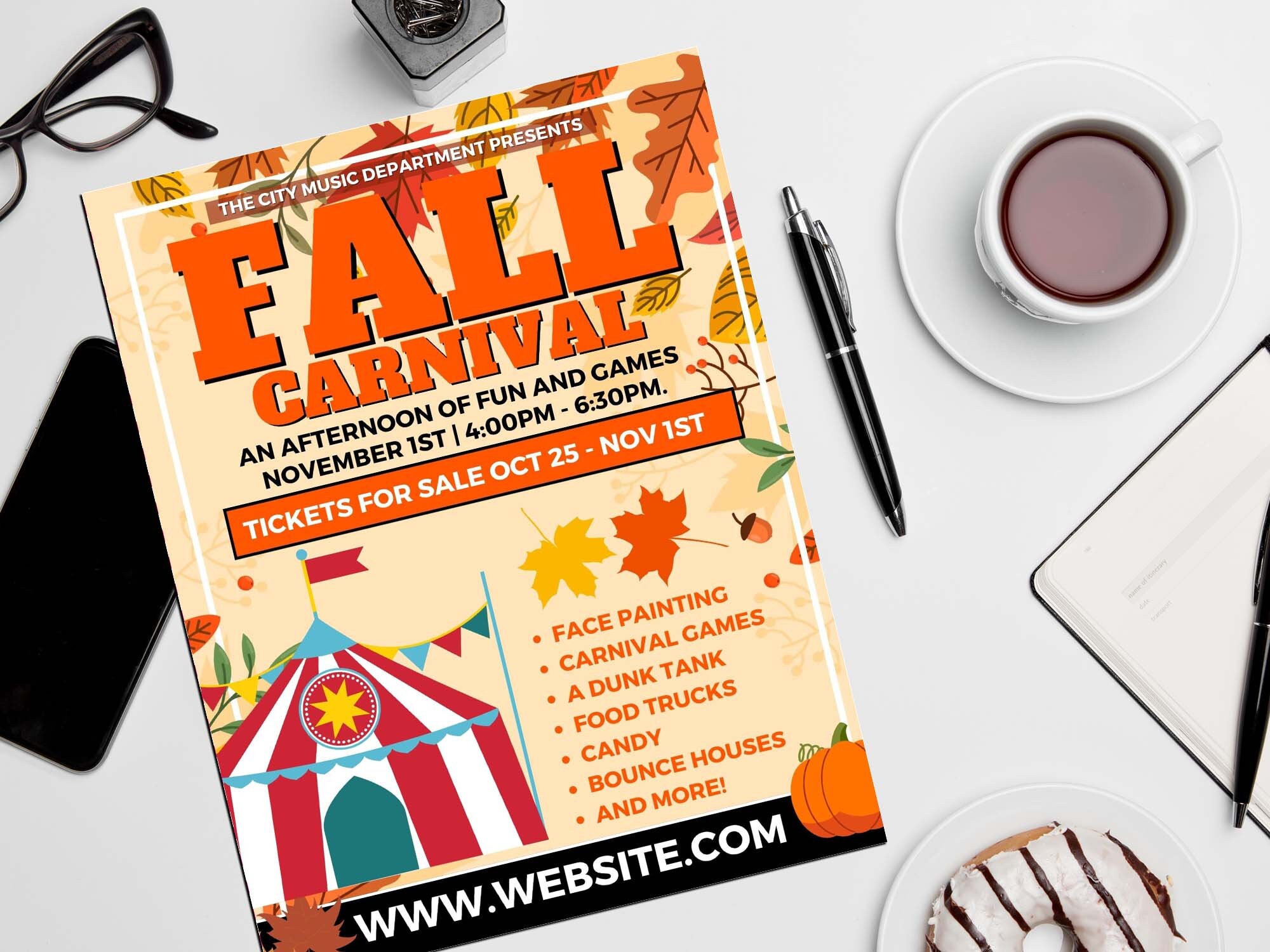 Fall Carnival Flyer Canva Template. - Etsy