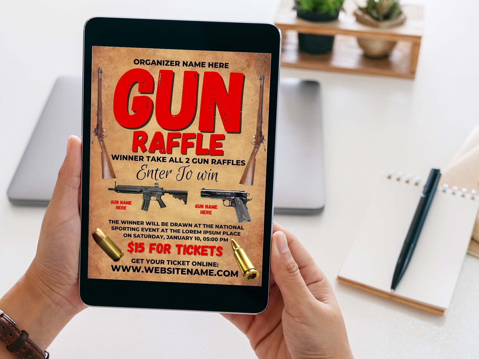 Gun Raffle Flyer Canva Template. - Etsy