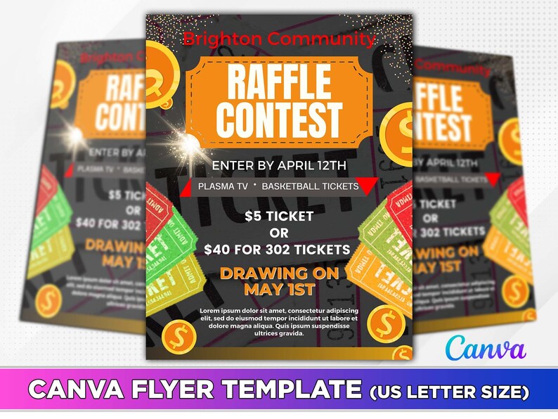 Raffle Flyer Canva Template. - Etsy