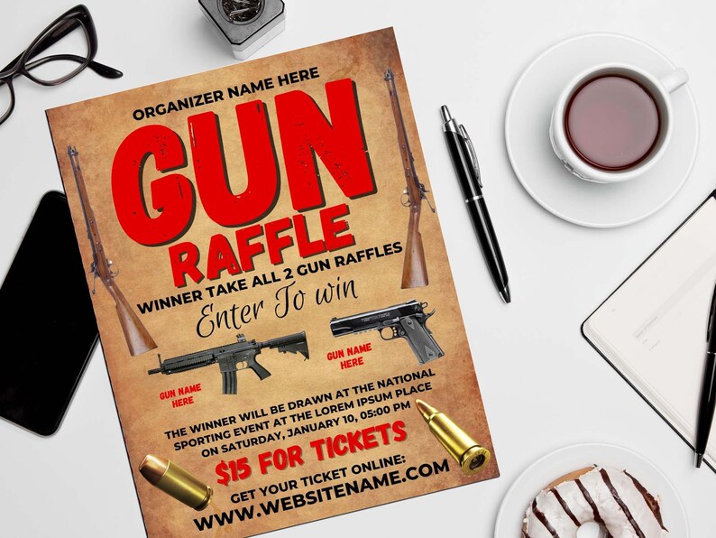 Gun Raffle Flyer Canva Template. - Etsy