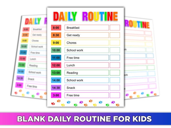 Blank Daily Schedule Template For Kids