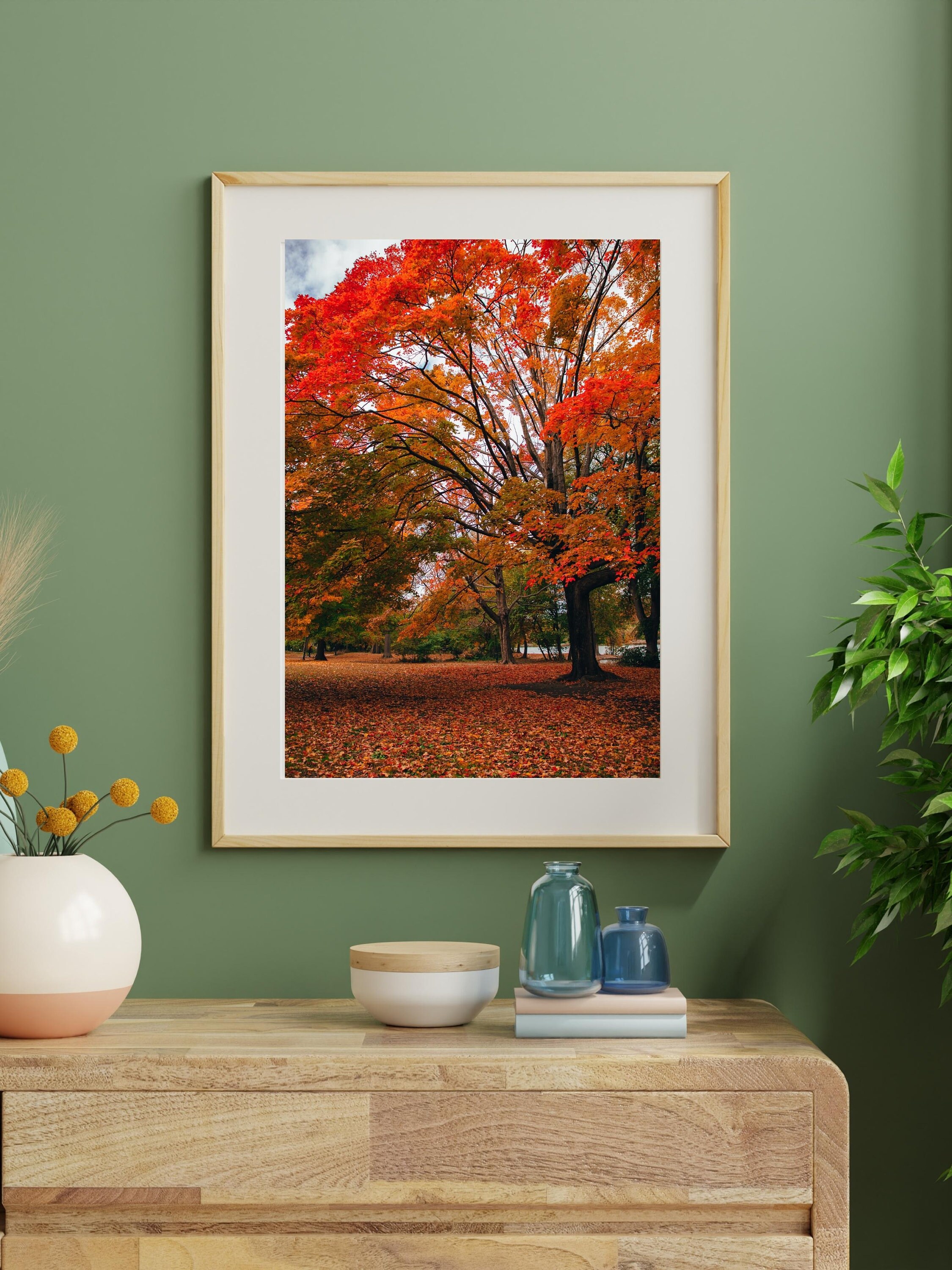 Fall Color Tree Wall Art, Red Maple Leaves , Autumn Forest Wall Art ...