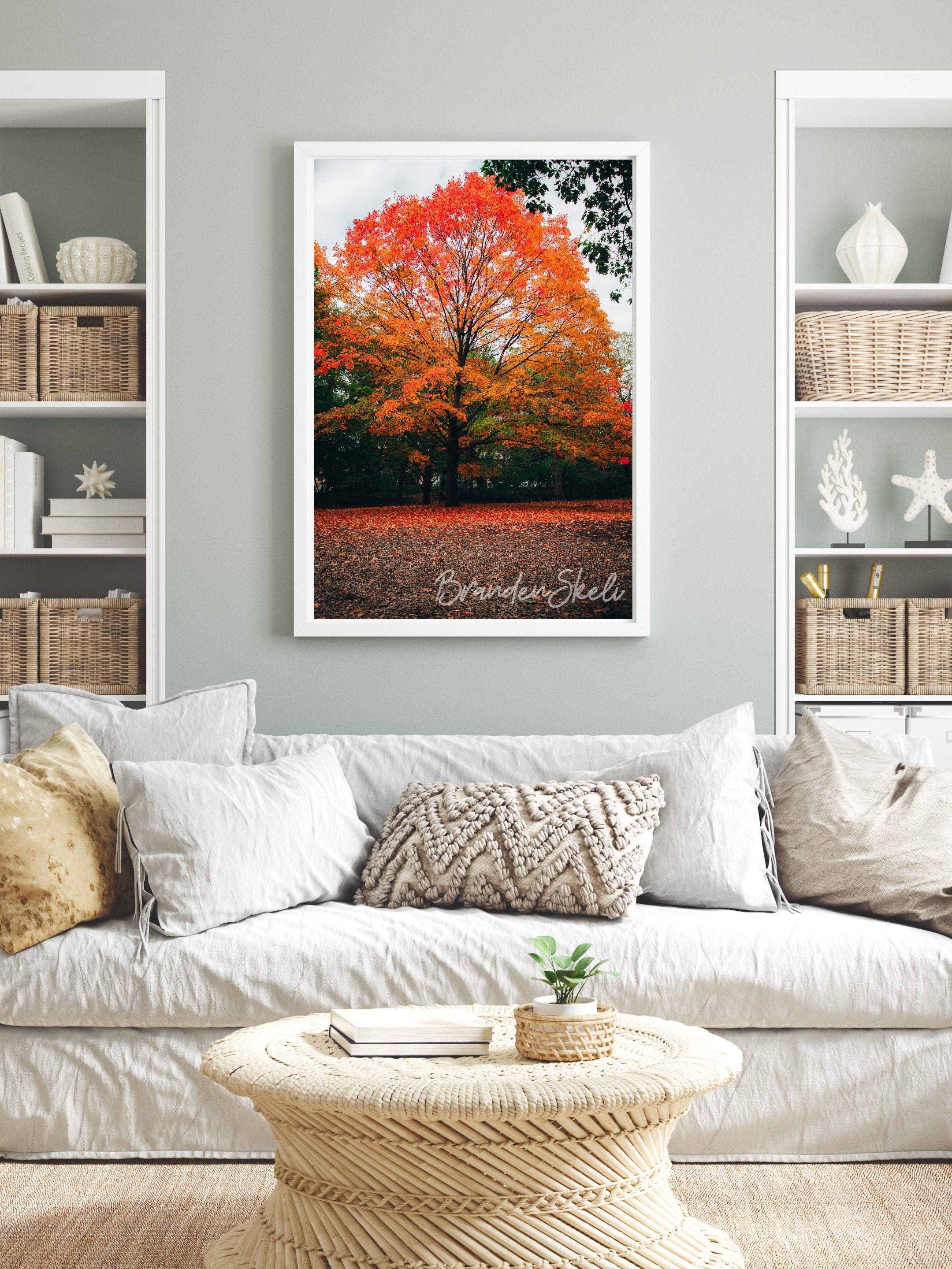 Autumn Tree Print, Fall Foliage Art, Colorful Leaves Wall Decor - Etsy