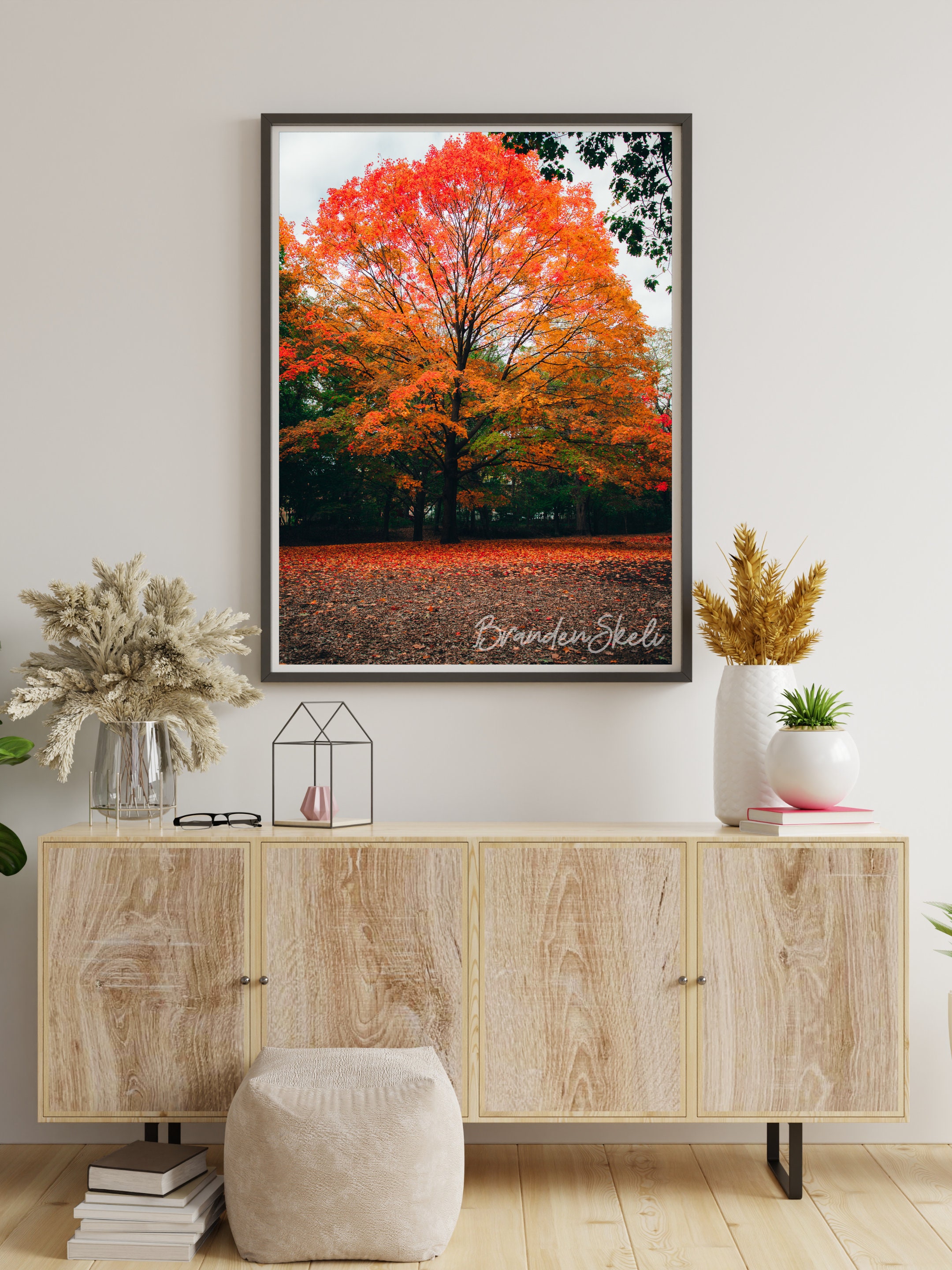 Autumn Tree Print, Fall Foliage Art, Colorful Leaves Wall Decor - Etsy