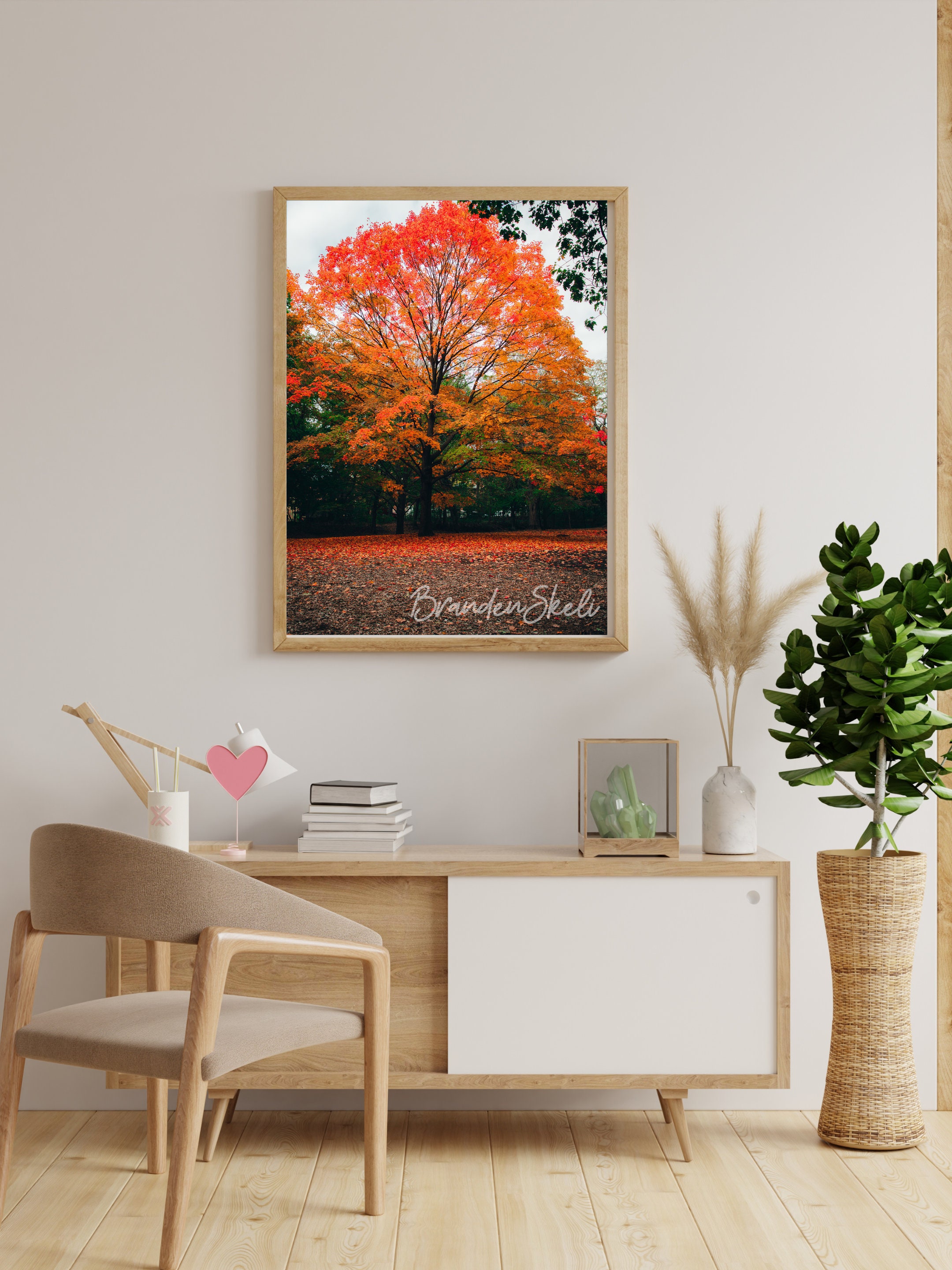 Autumn Tree Print, Fall Foliage Art, Colorful Leaves Wall Decor - Etsy