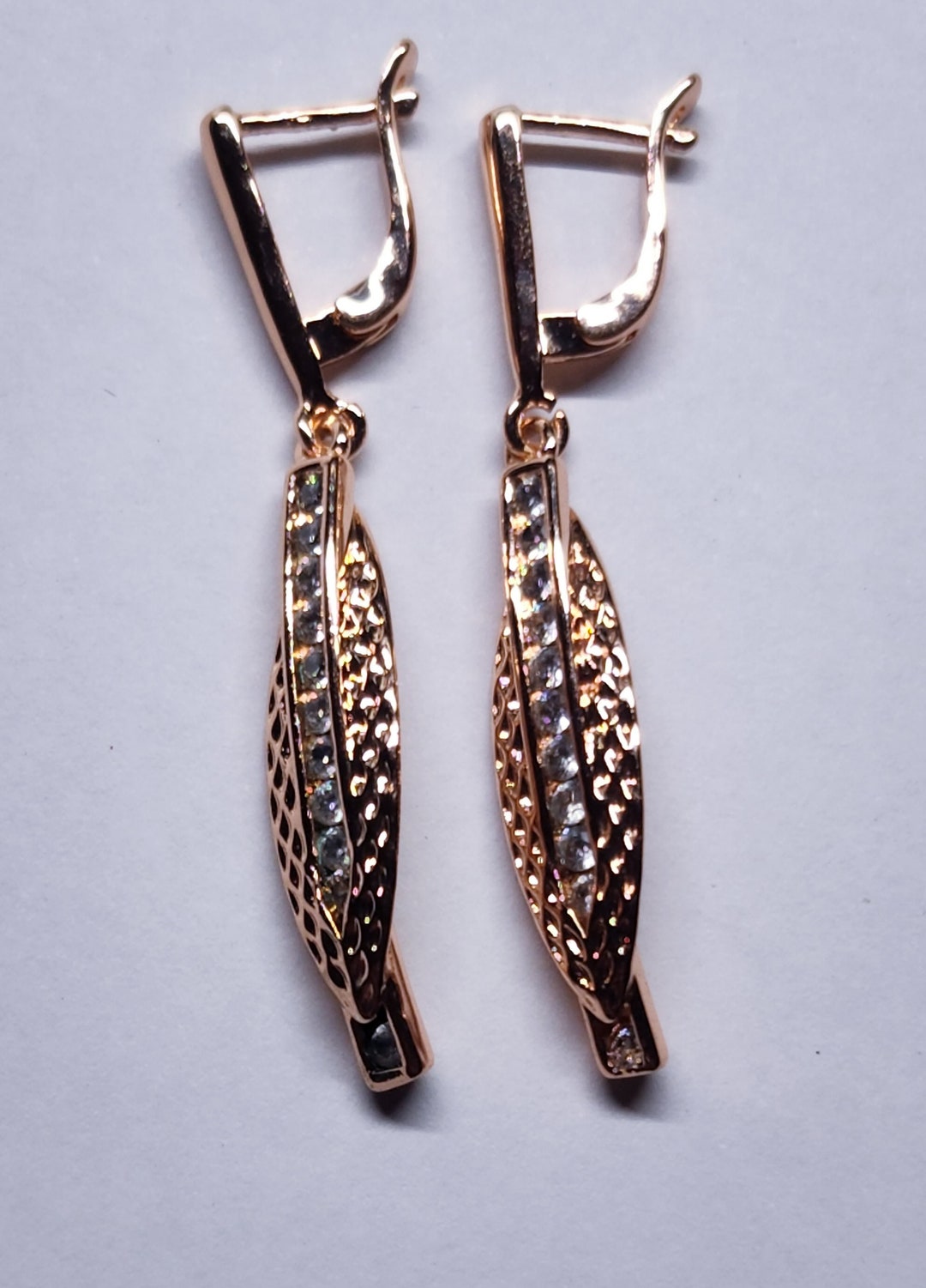 Gorgeous Golden Sparkling Long Dangle Clasp Earrings - Etsy