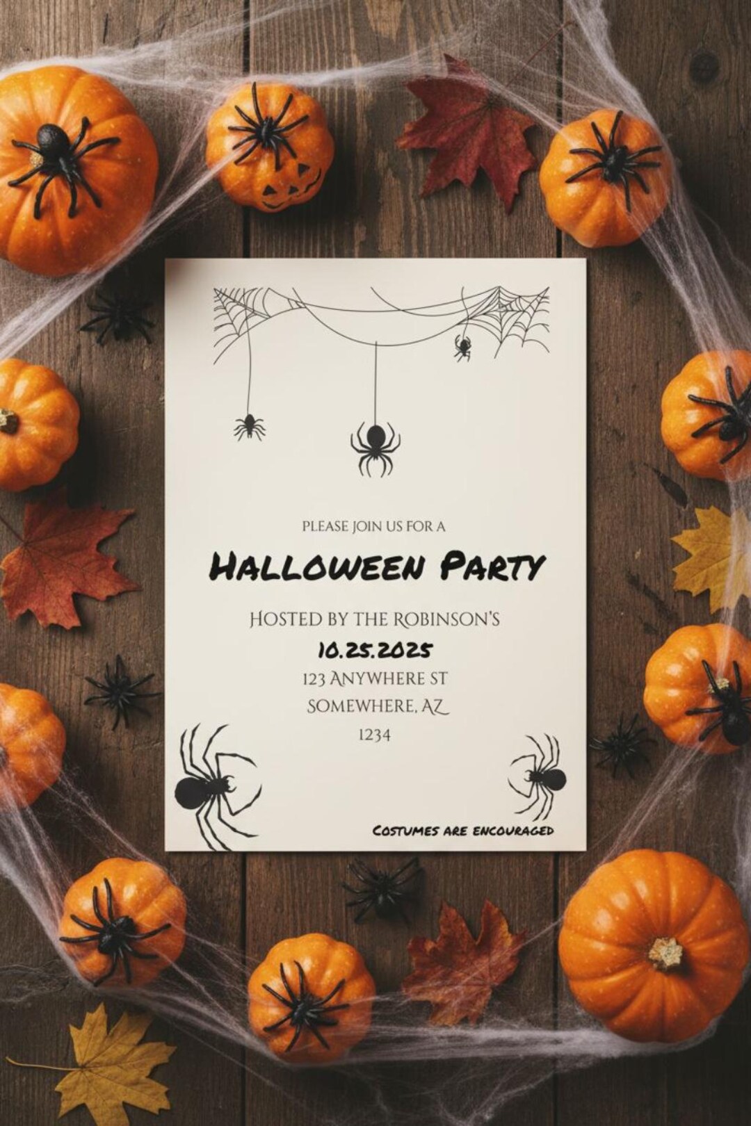 October Halloween Party Invitation – Spider Web Design (digital ...