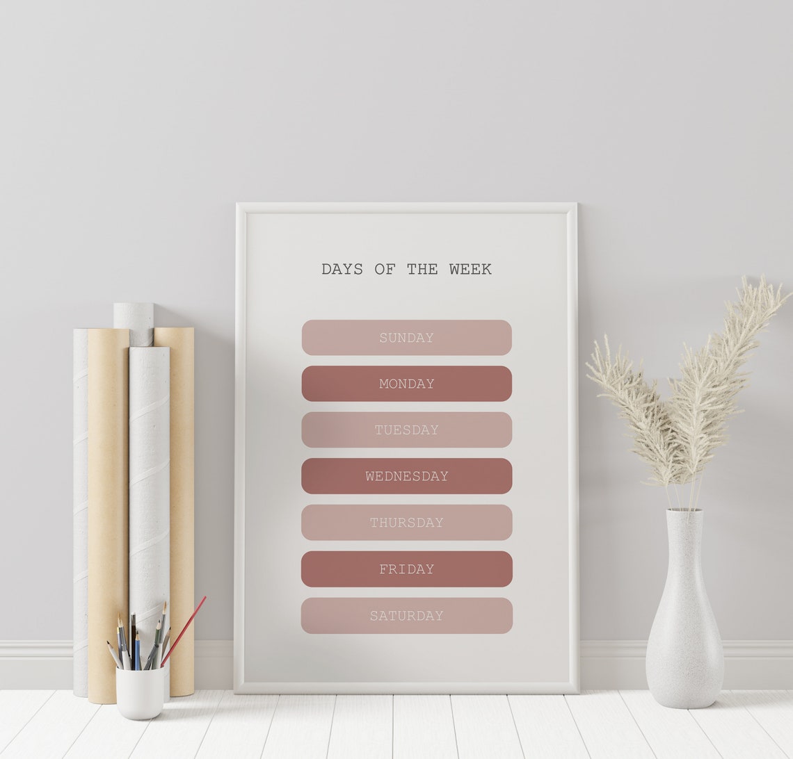 Set of 2 Posters Days Of The Week Months Of The Year Kids | Etsy