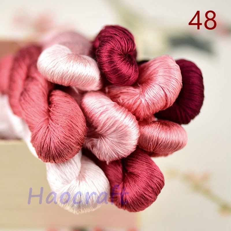 100% Mulberry Silk Embroidery Thread Skeins, Red, Large Skein ...