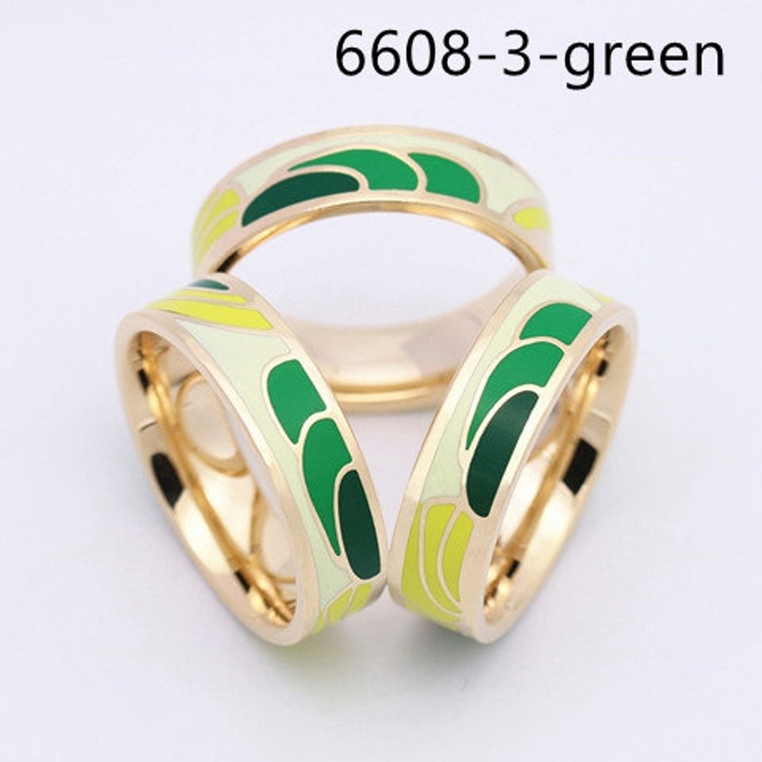 Color Enamel Scarf Ring, 3 Rings, Genuine 14K Gold Plated Ring/scarf ...
