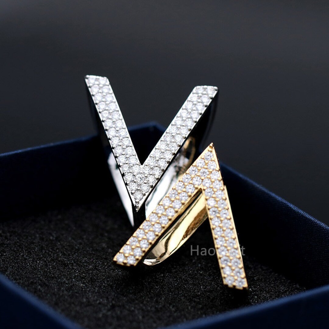 Genuine 18K Gold/platinum Plated Scarf Ring, With AAA Zicron/color ...