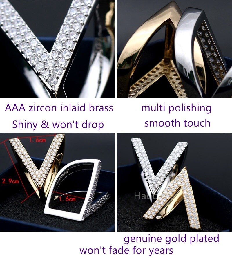 Genuine 18K Gold/platinum Plated Scarf Ring, With AAA Zicron/color ...