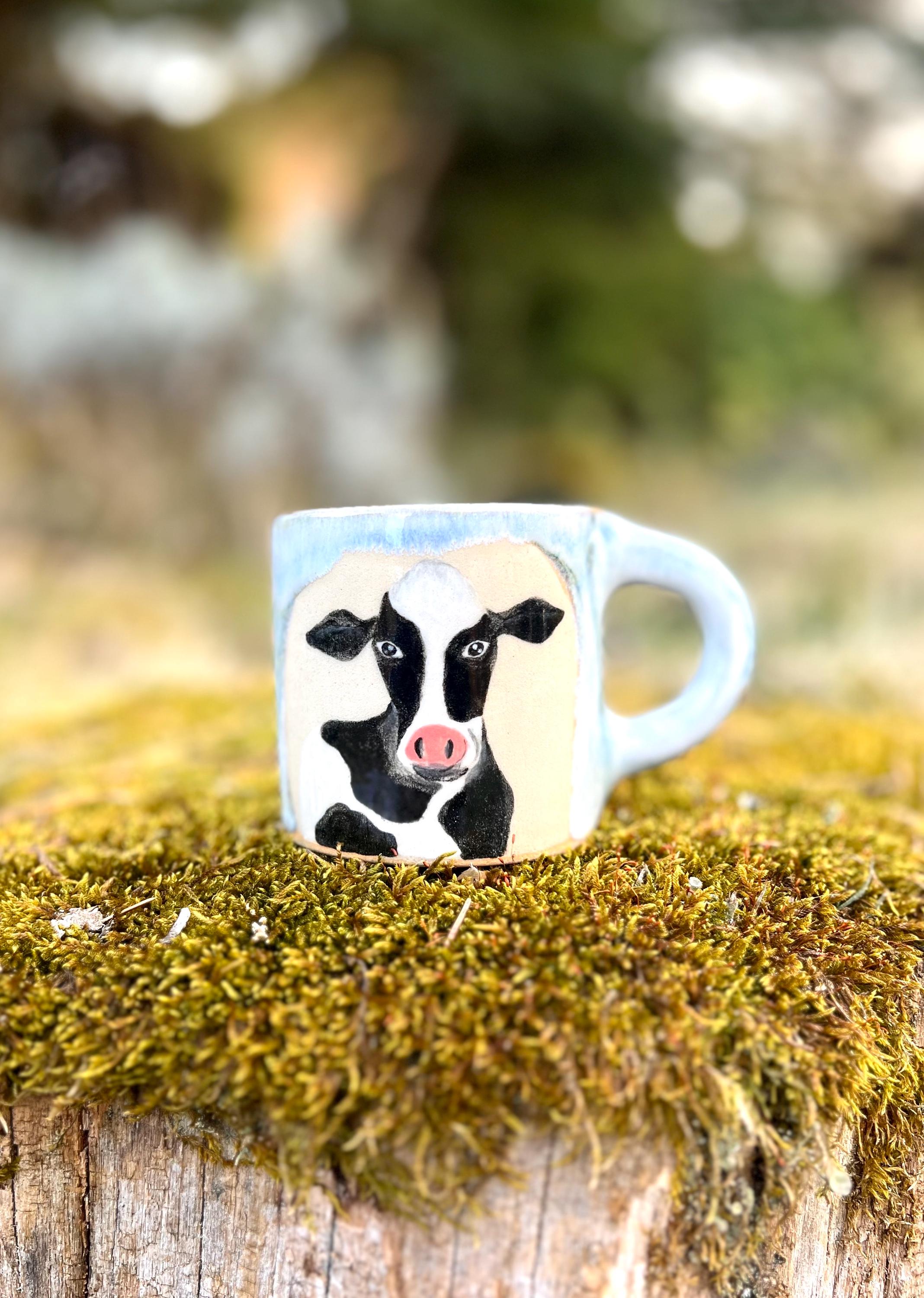 Ceramic Cow Mug, White and Black Cow, Farm Animals Cup, Handmade ...