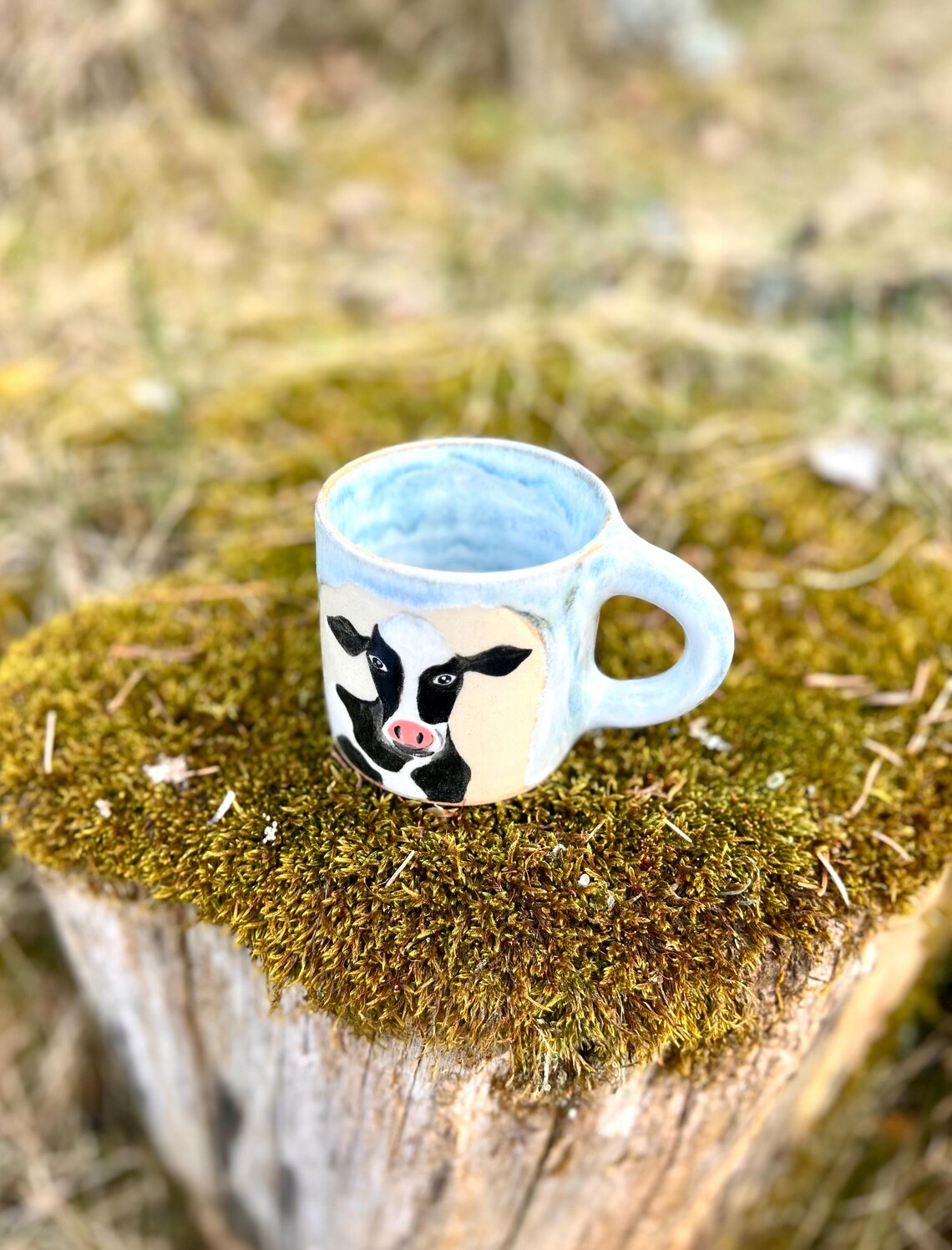 Ceramic Cow Mug, White and Black Cow, Farm Animals Cup, Handmade ...