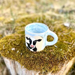 Ceramic Cow Mug, White and Black Cow, Farm Animals Cup, Handmade ...