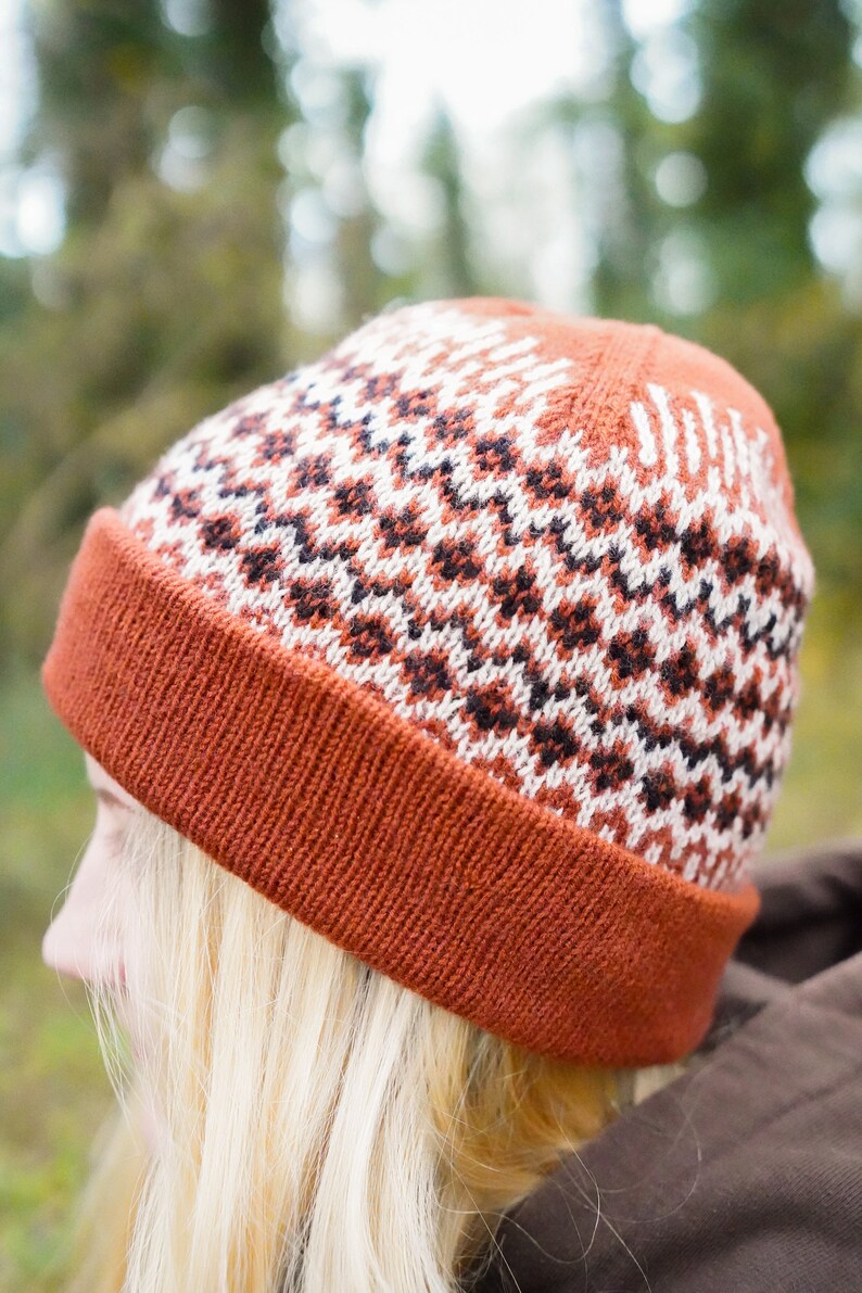 Icelandic Winter Hat Norwegian Style Beanie Brown and White - Etsy