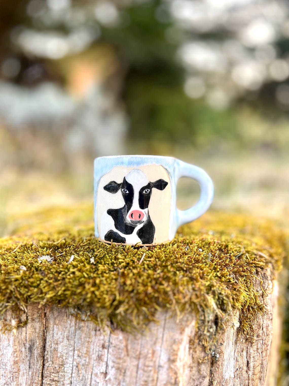 Ceramic Cow Mug, White and Black Cow, Farm Animals Cup, Handmade ...