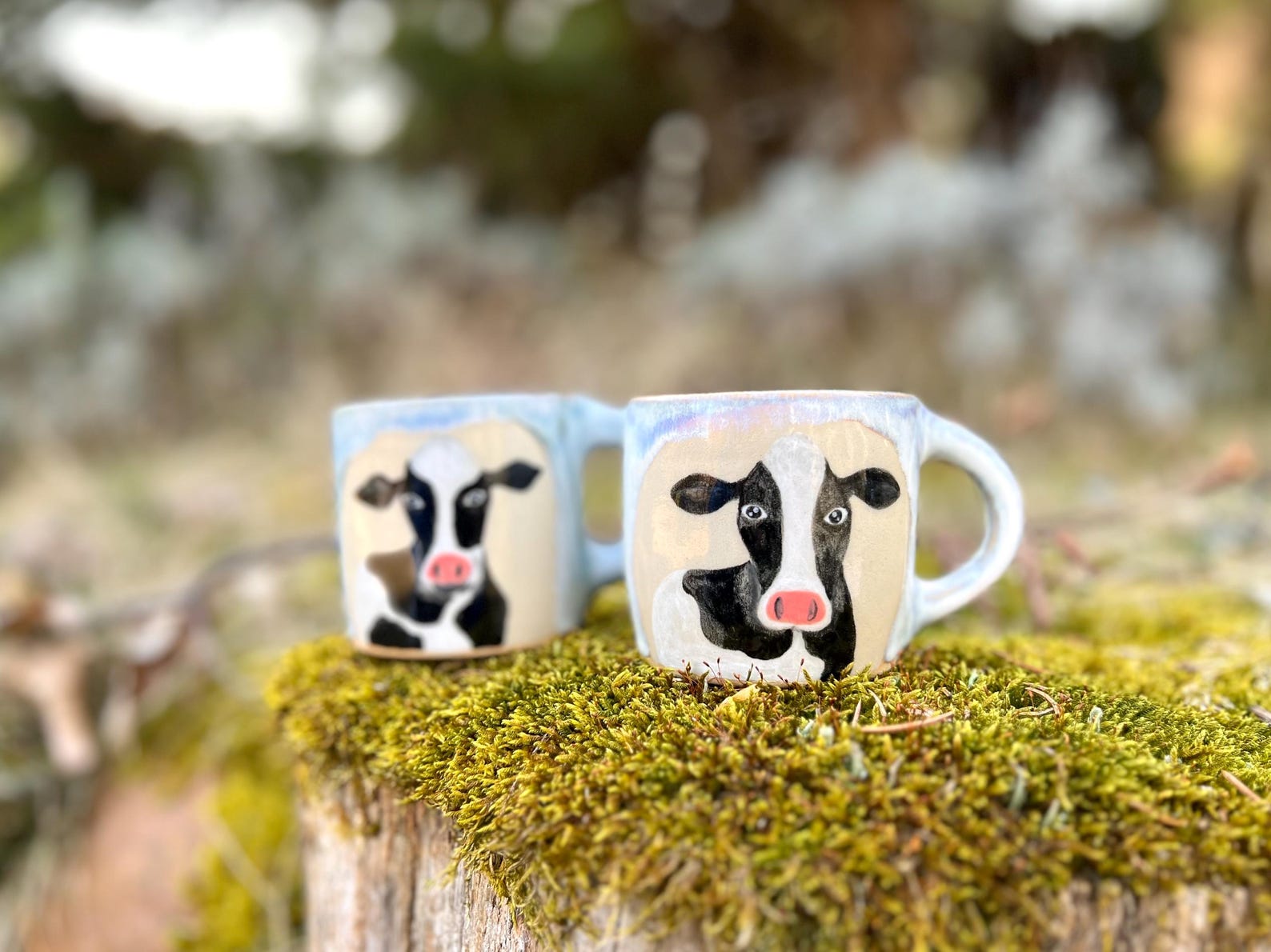 Ceramic Cow Mug, White and Black Cow, Farm Animals Cup, Handmade ...