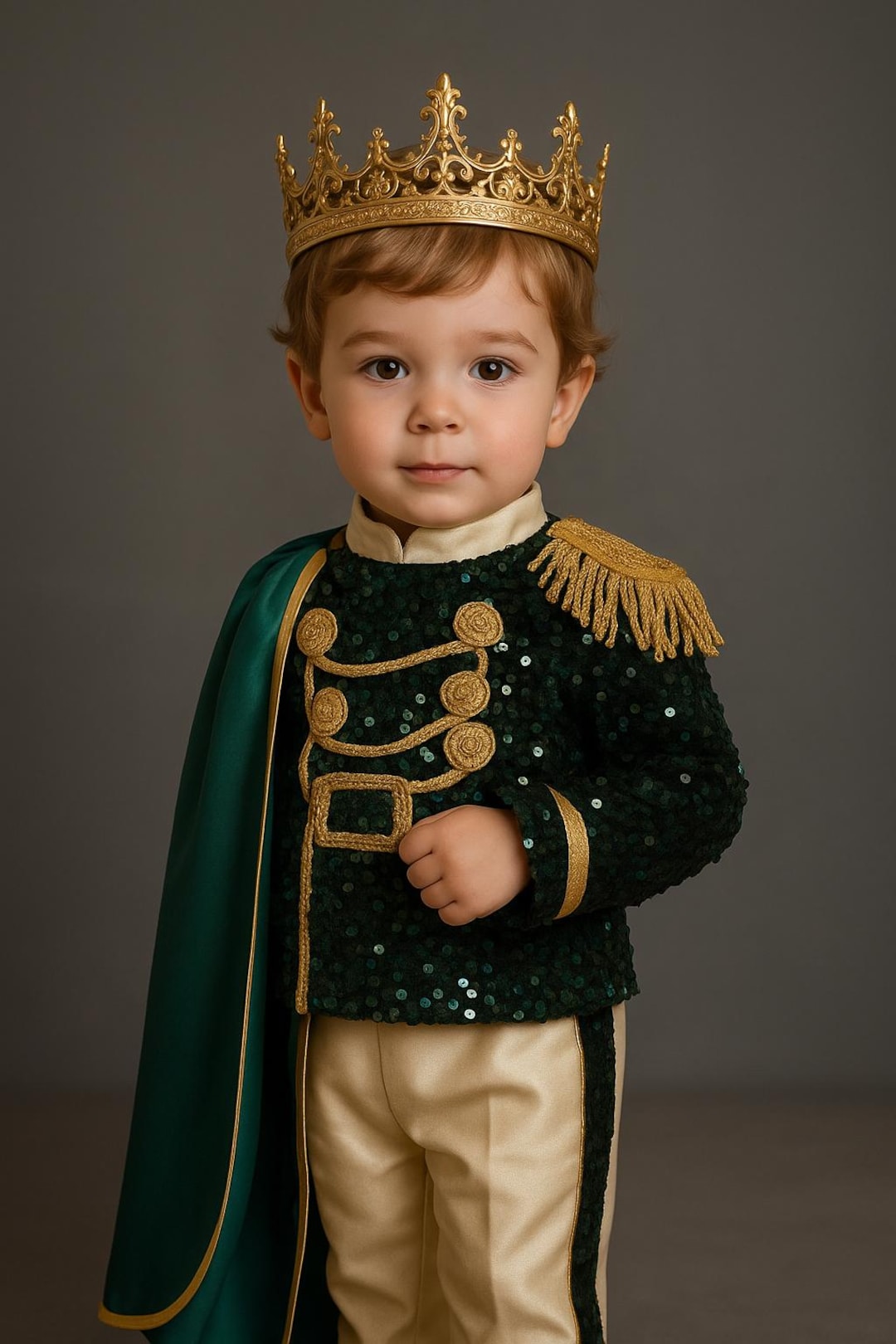 Holiday Baby Prince Charming Costume, Green Golden Cake Smash Outfit ...