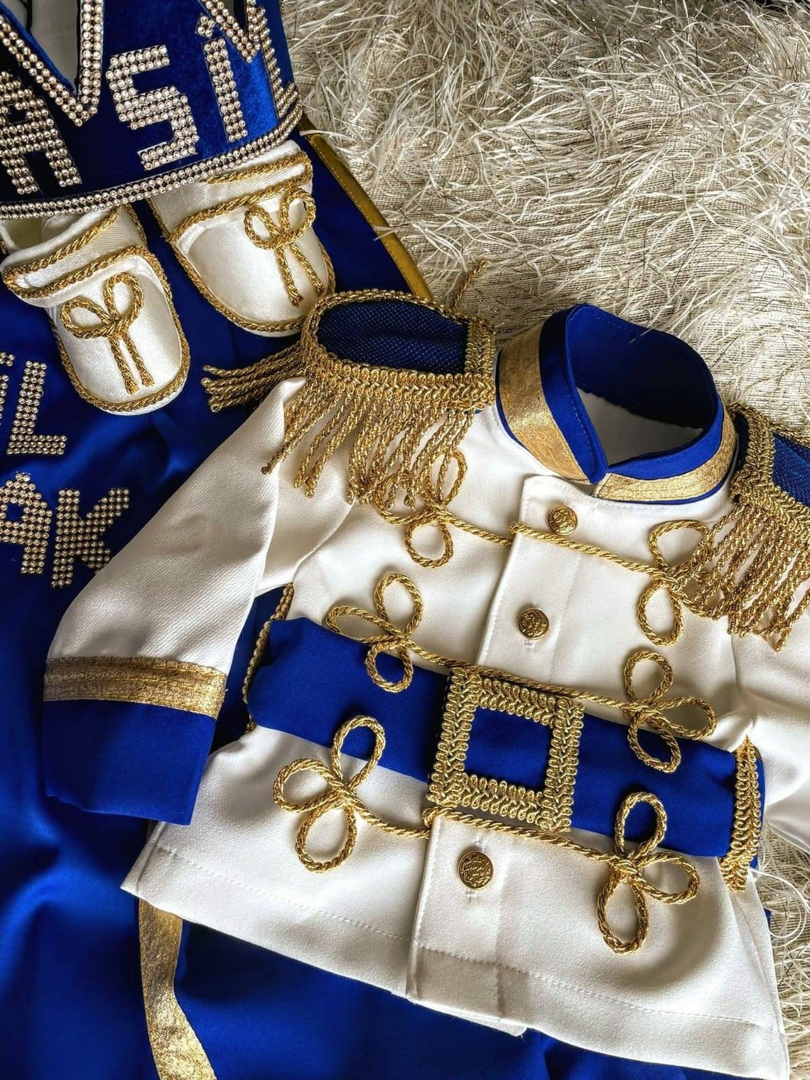 Personalized Prince Costume Blue White Crown Handmade Royal Outfit for ...